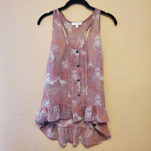 Lush | Tops | Lush Sheer Floral Swing Top Mauve | Poshmark